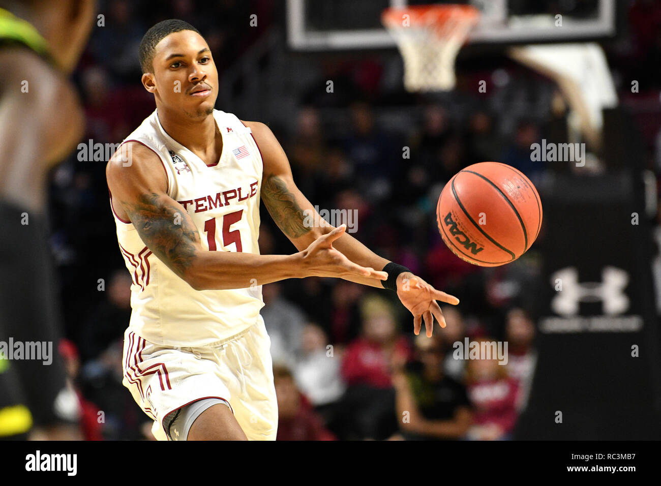 Philadelphia, Pennsylvania, USA. 12th Jan, 2019. Temple Owls guard NATE ...
