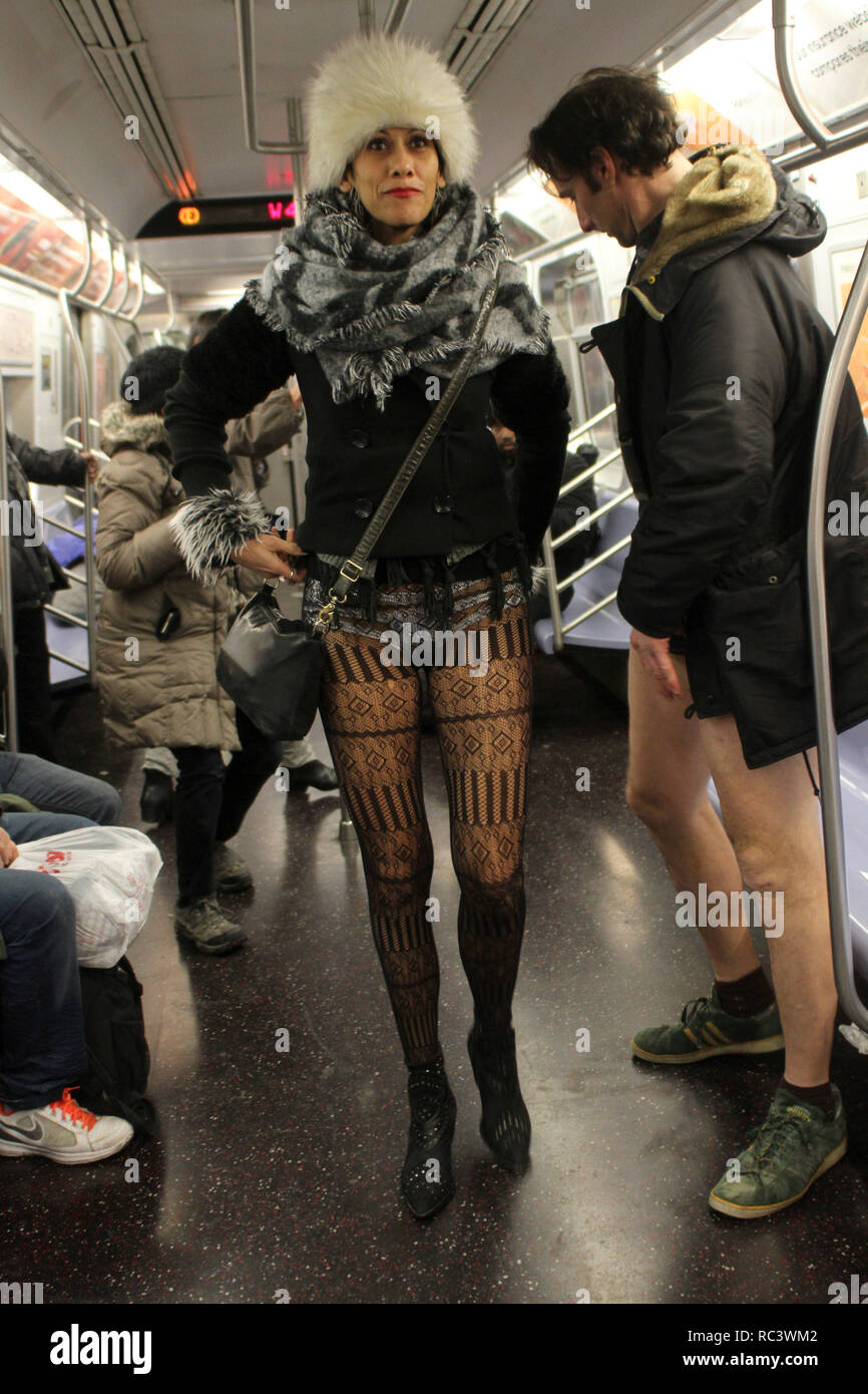 New York, New York, USA. 13th Jan, 2019. 18th Annual No Pants Subway ...