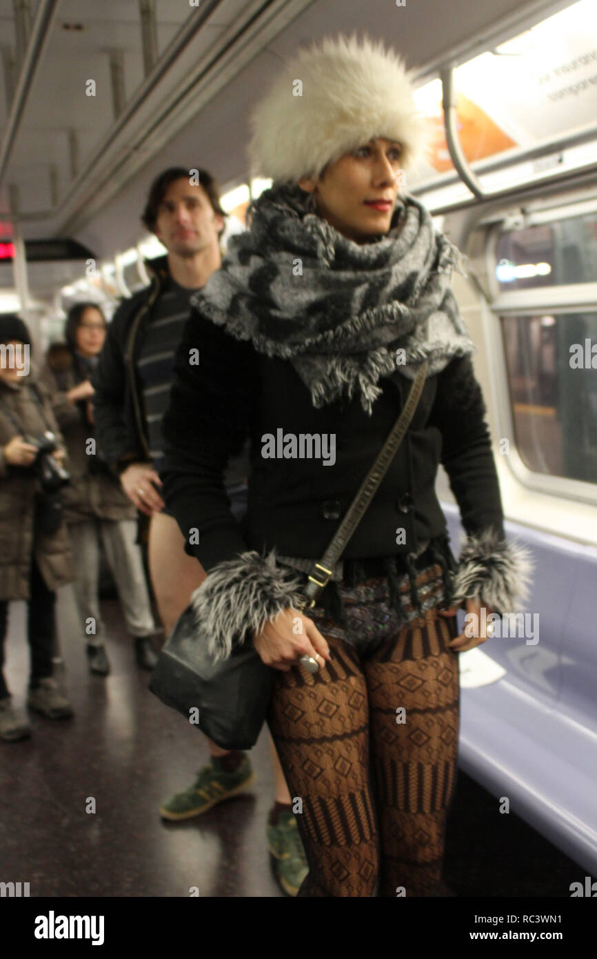 New York, New York, USA. 13th Jan, 2019. 18th Annual No Pants Subway ...