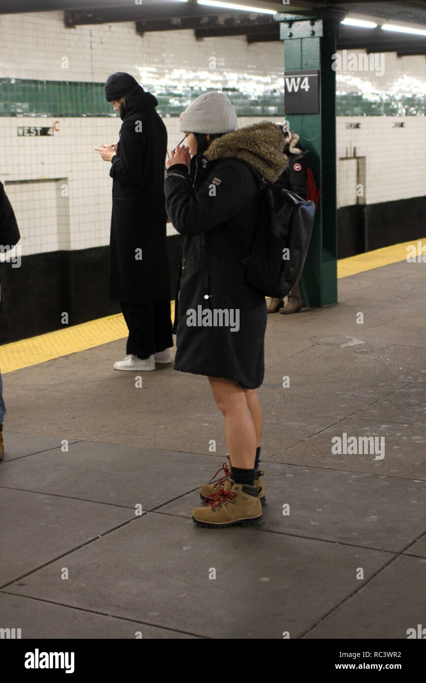 New York, New York, USA. 13th Jan, 2019. 18th Annual No Pants Subway ...