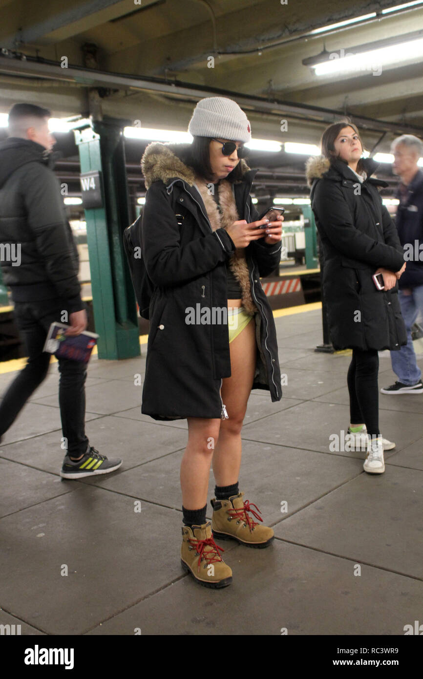 New York, New York, USA. 13th Jan, 2019. 18th Annual No Pants Subway ...
