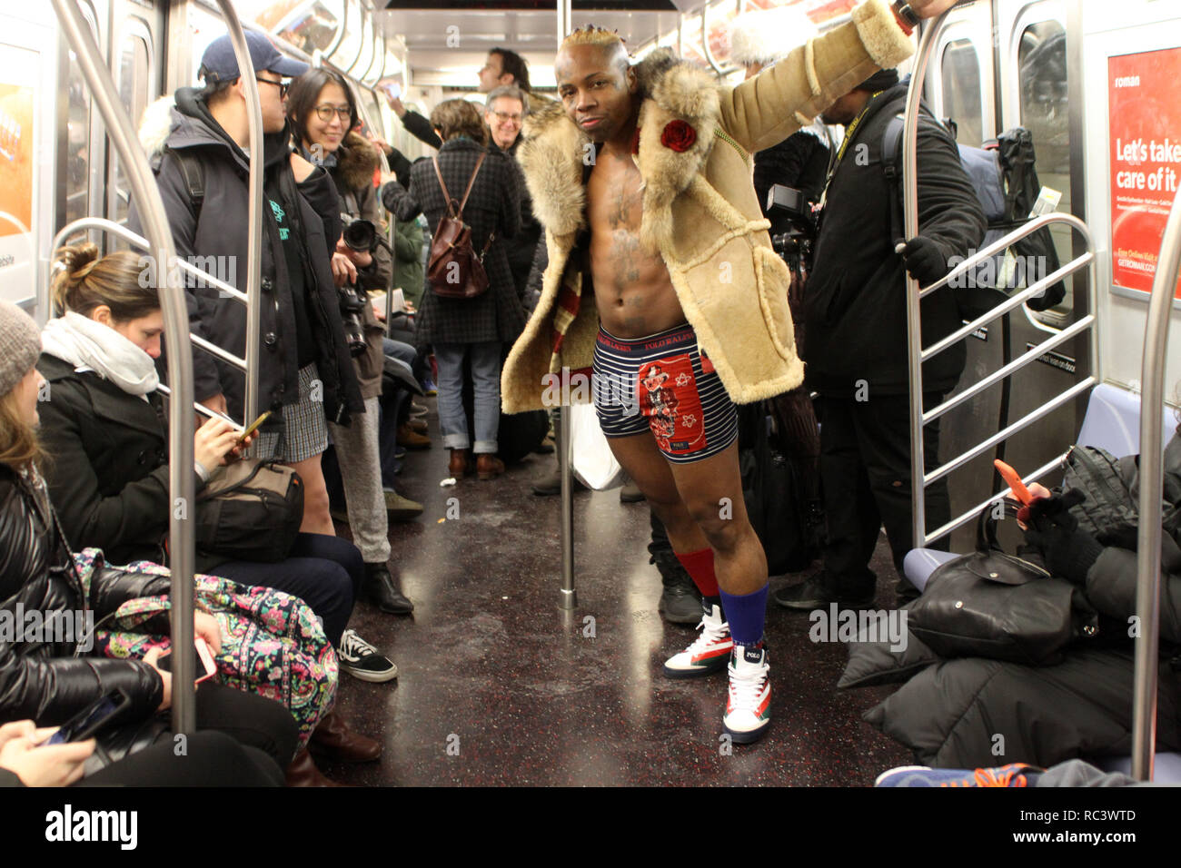 New York, New York, USA. 13th Jan, 2019. 18th Annual No Pants Subway ...