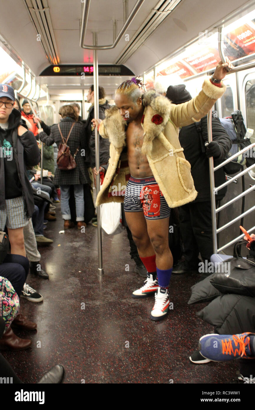 New York, New York, USA. 13th Jan, 2019. 18th Annual No Pants Subway ...