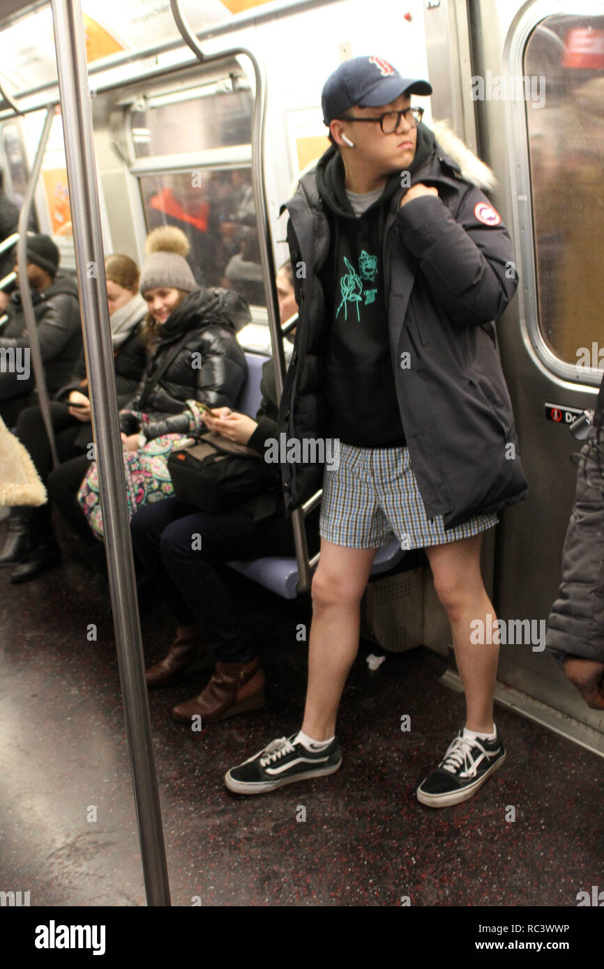 New York, New York, USA. 13th Jan, 2019. 18th Annual No Pants Subway ...
