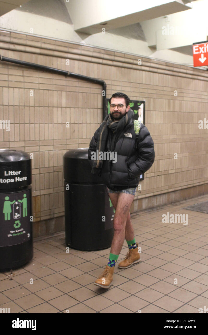 New York, New York, USA. 13th Jan, 2019. 18th Annual No Pants Subway ...