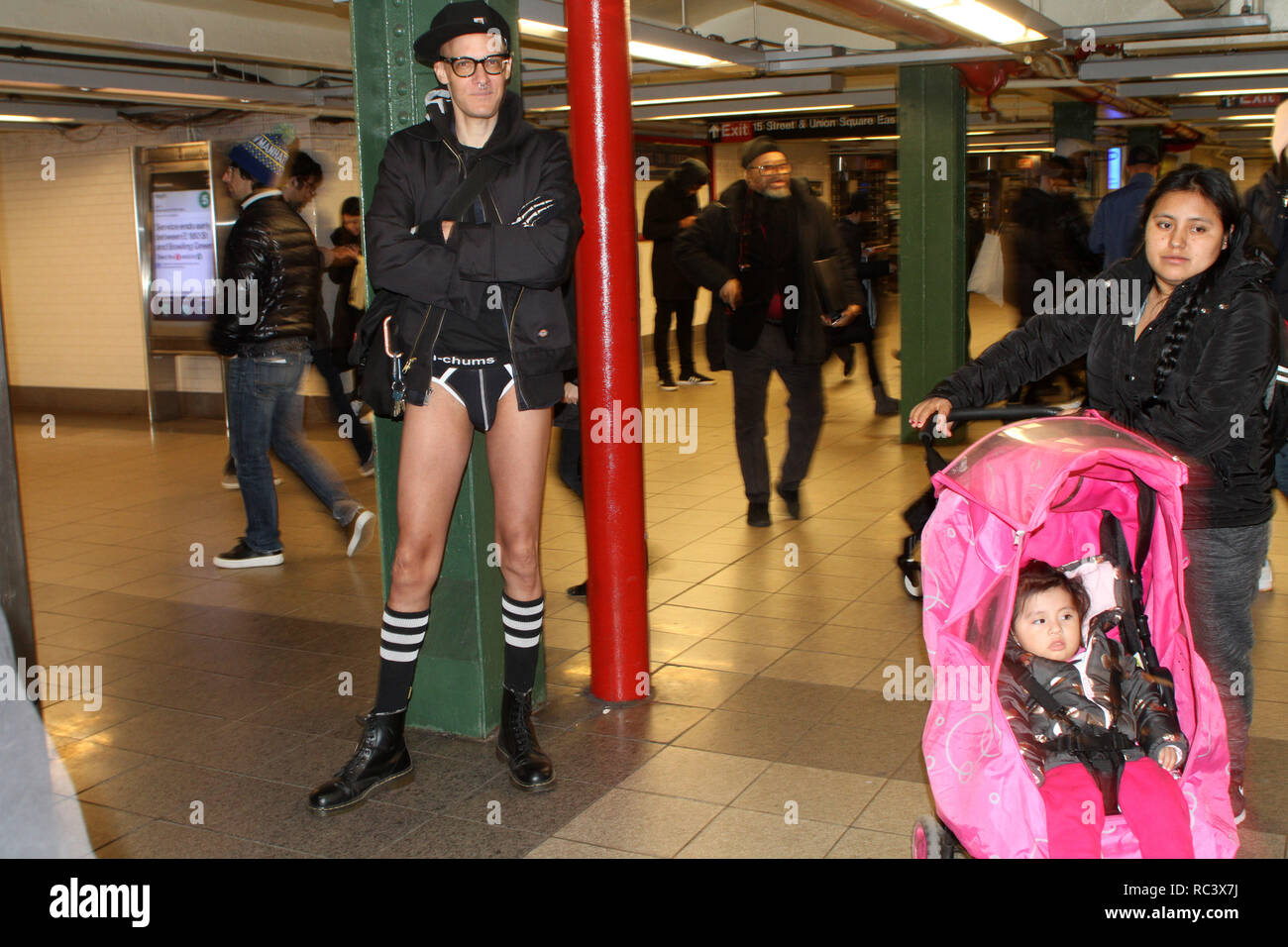 New York, New York, USA. 13th Jan, 2019. 18th Annual No Pants Subway ...