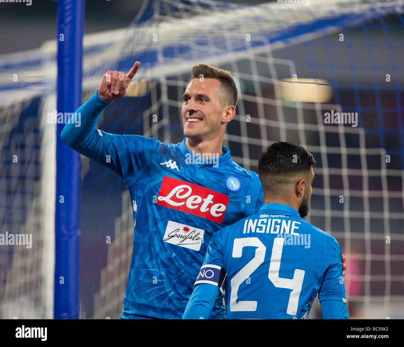 Arkadiusz Milik of SSC Napoli seen celebrating a goal during the Serie ...