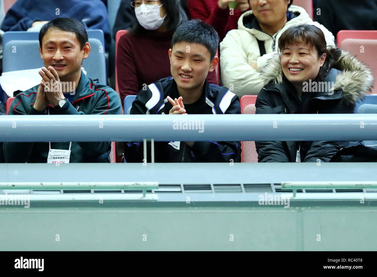 Osaka, Japan. 14th Jan, 2019. -R) /Yu Harimoto, Tomokazu Harimoto, Rin ...
