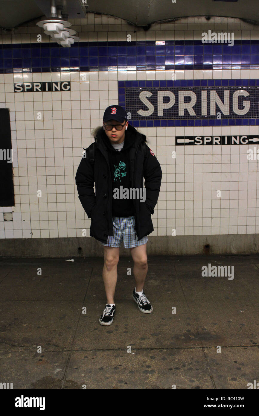 New York, New York, USA. 13th Jan, 2019. 18th Annual No Pants Subway ...