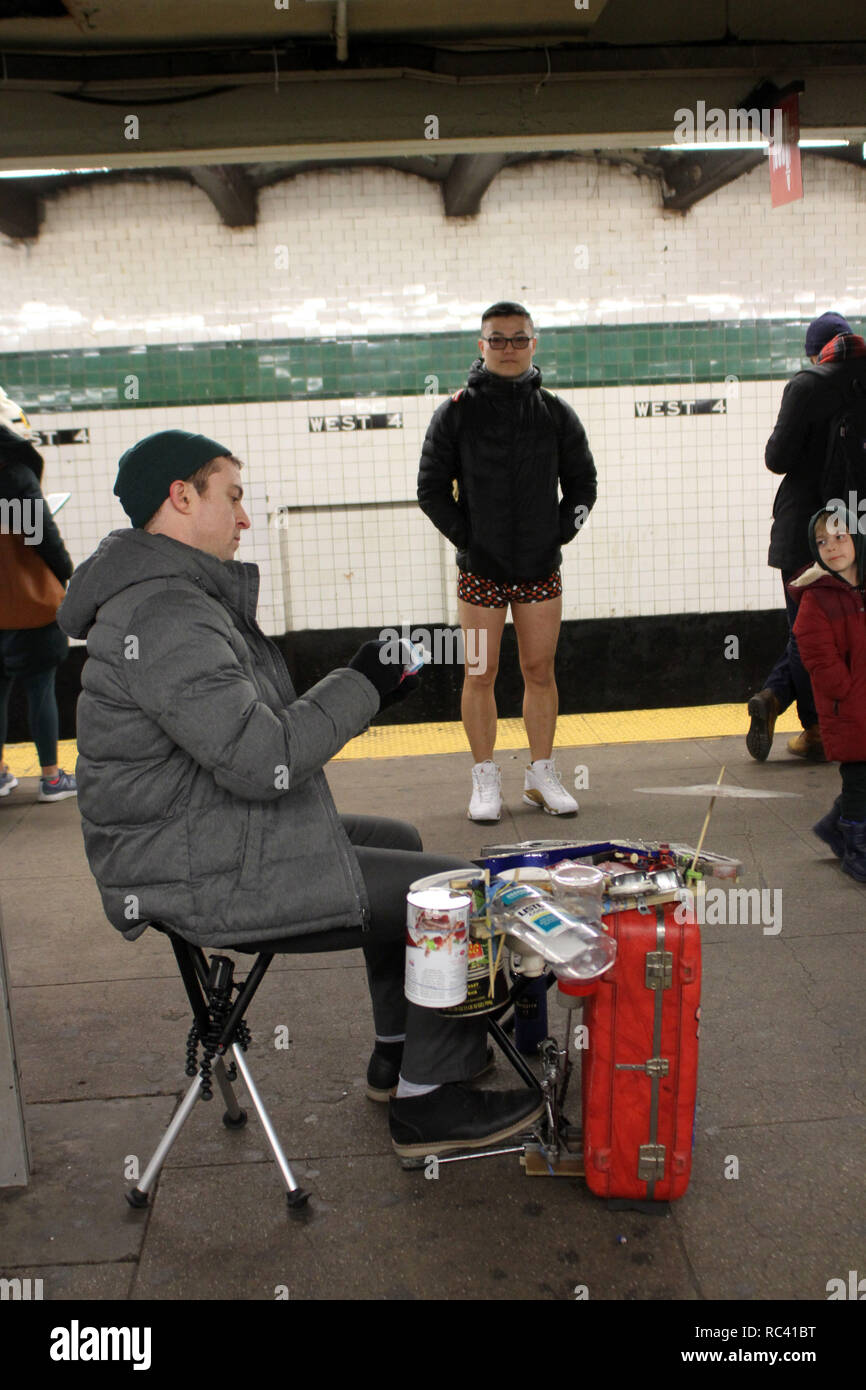 New York, New York, USA. 13th Jan, 2019. 18th Annual No Pants Subway ...