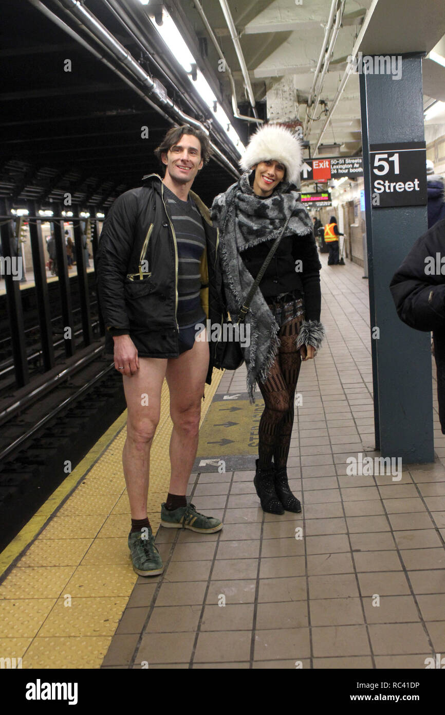 New York, New York, USA. 13th Jan, 2019. 18th Annual No Pants Subway ...