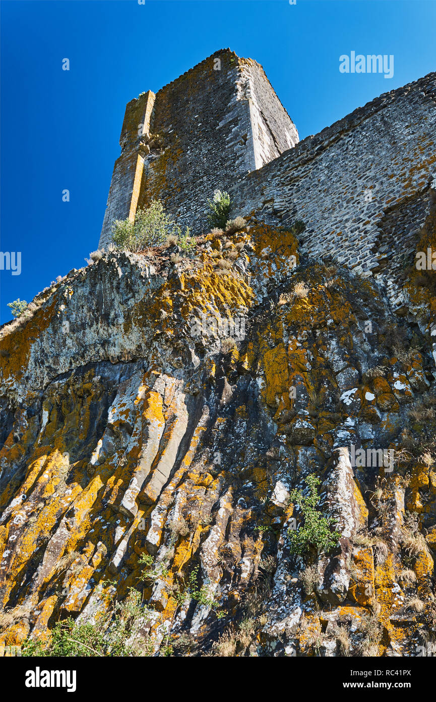 The ruins of the tower of a medieval castle on a rock in France Stock ...