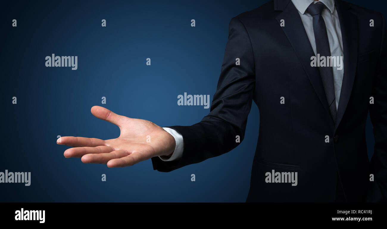 Businessman without head holding something without theme Stock Photo ...
