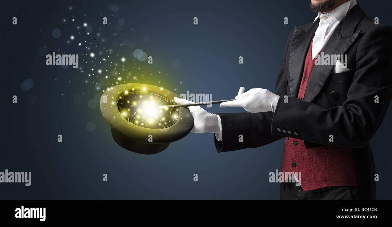 White glove hand conjuring something mysterious Stock Photo - Alamy