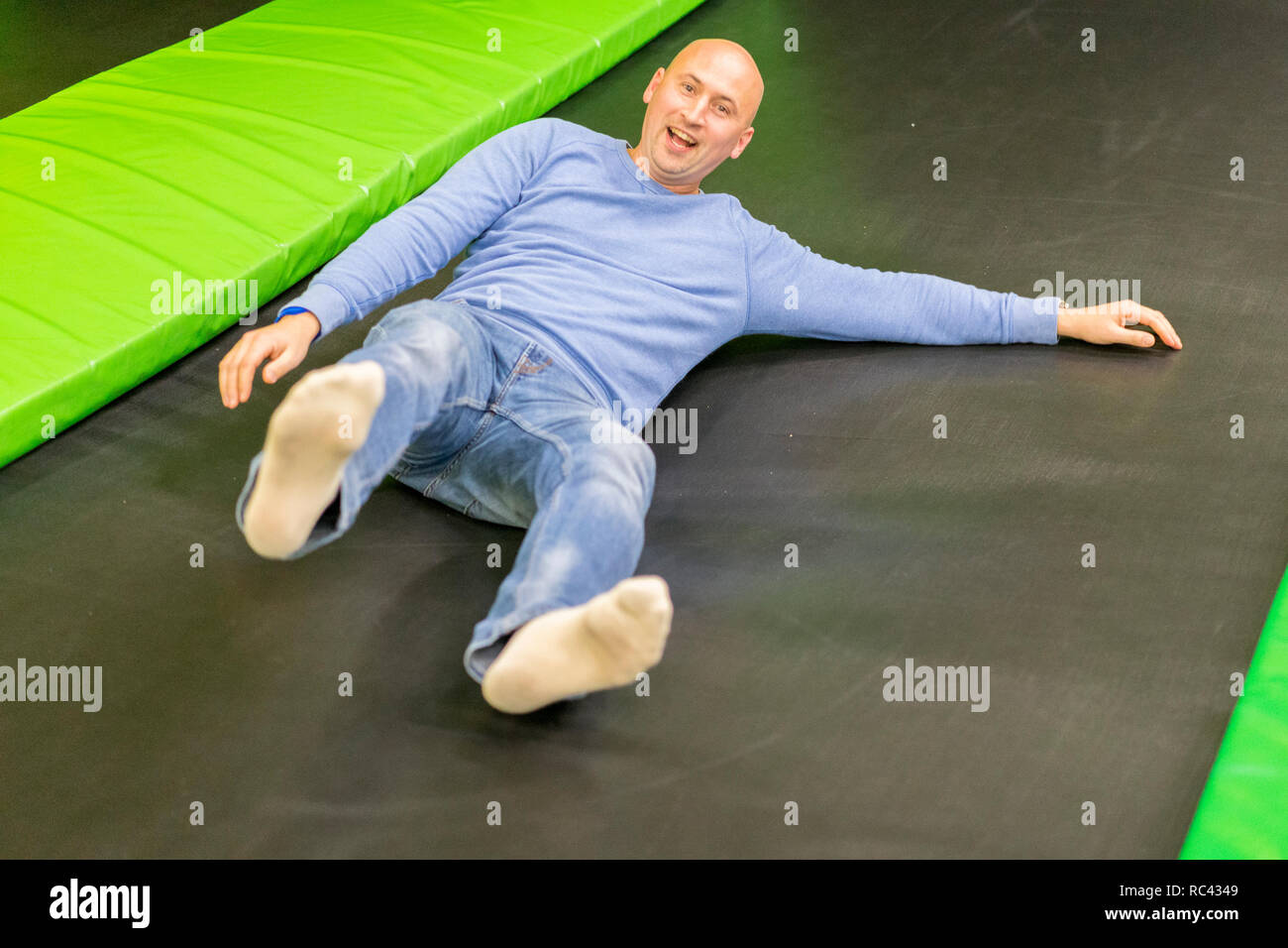 Falling of trampoline hi-res stock photography and images - Alamy
