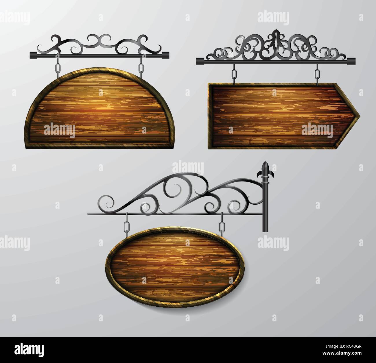 hanging, wooden Board vector, wooden object for text Stock Vector Image ...
