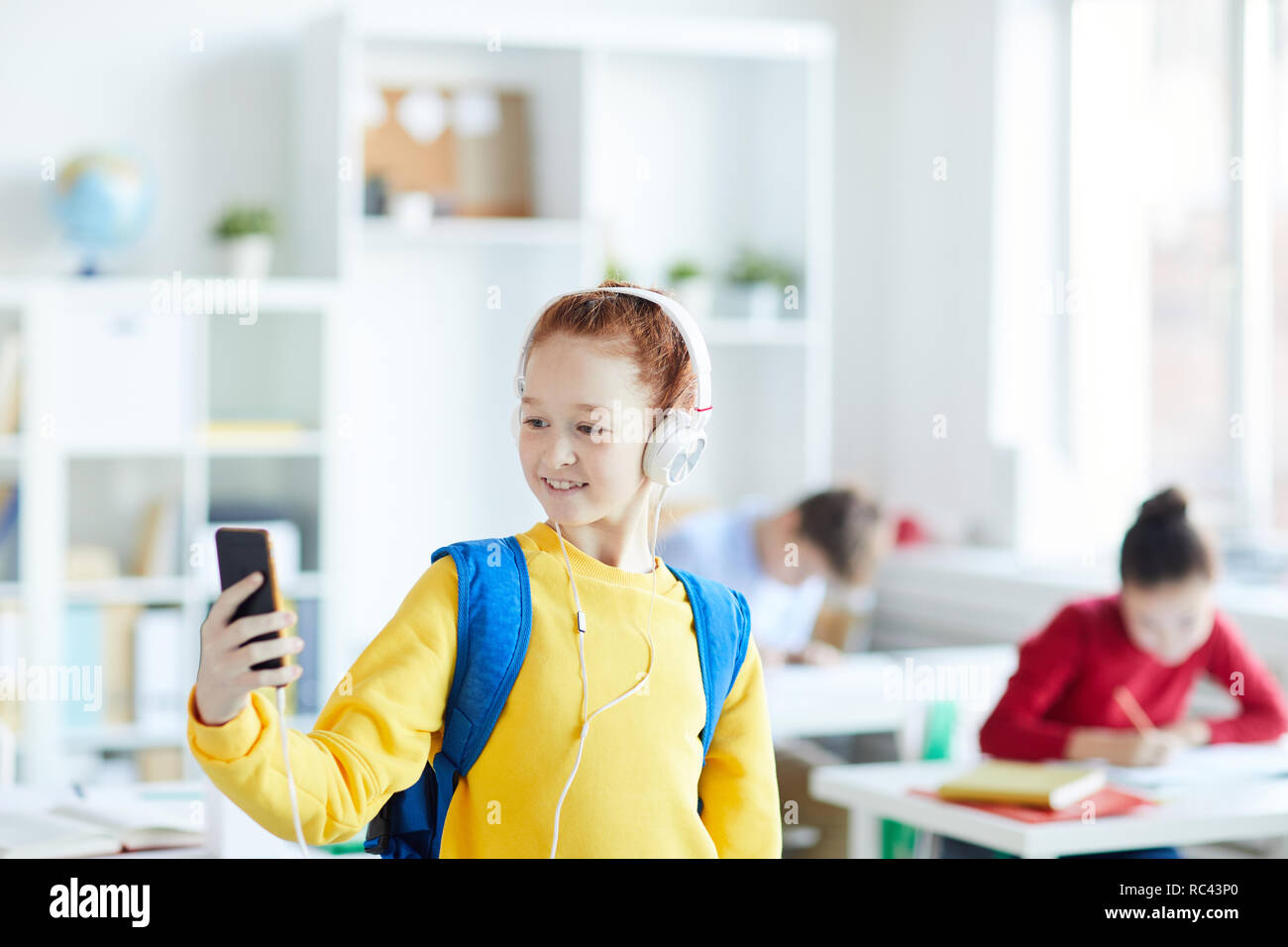 Selfie in classroom Stock Photo - Alamy