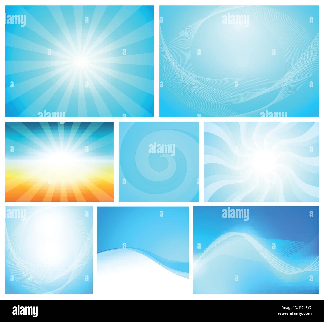 Set of Abstract Background blue color. Shiny vector illustrations with ...