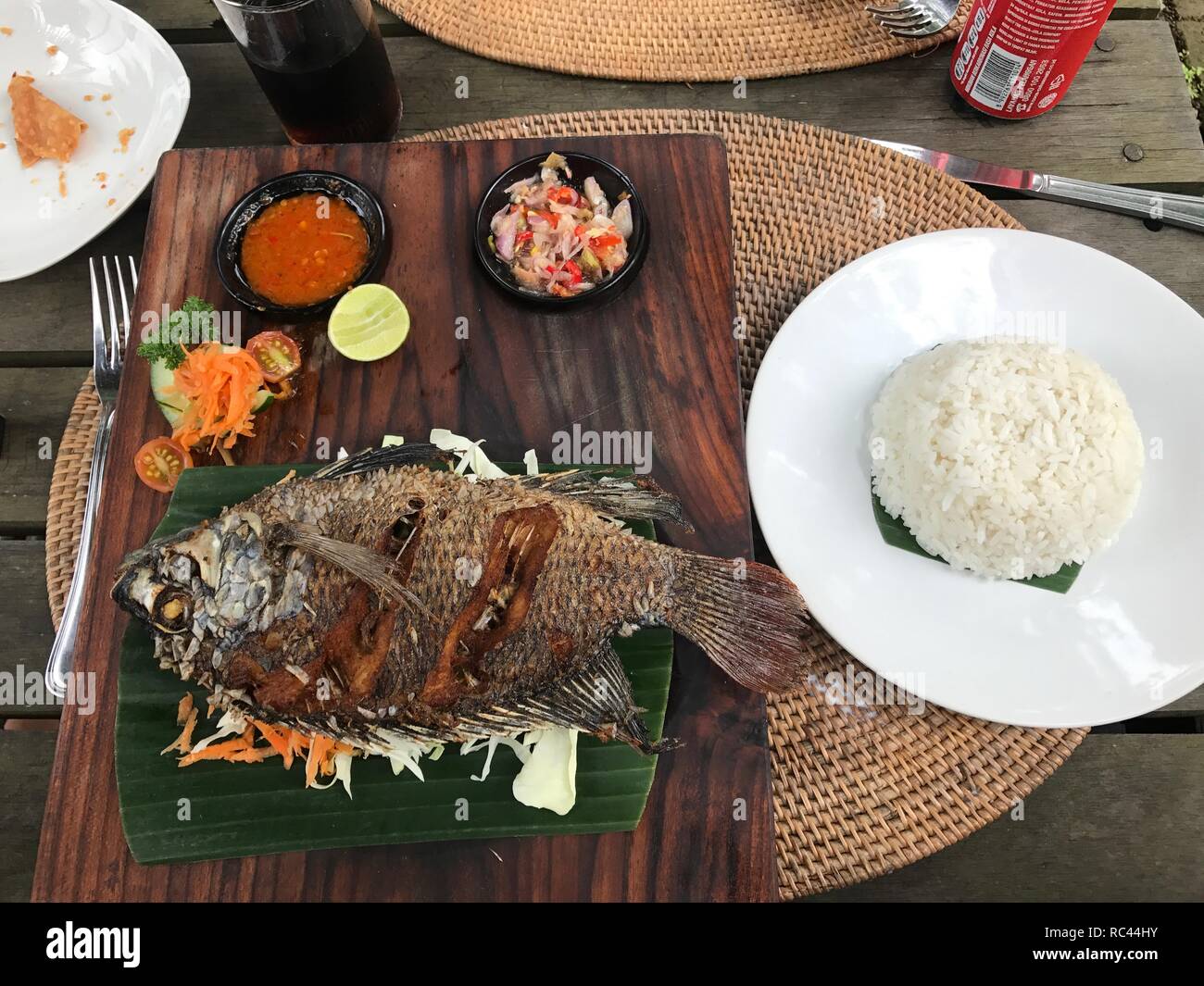Fried Fish Meal in Bali Stock Photo - Alamy
