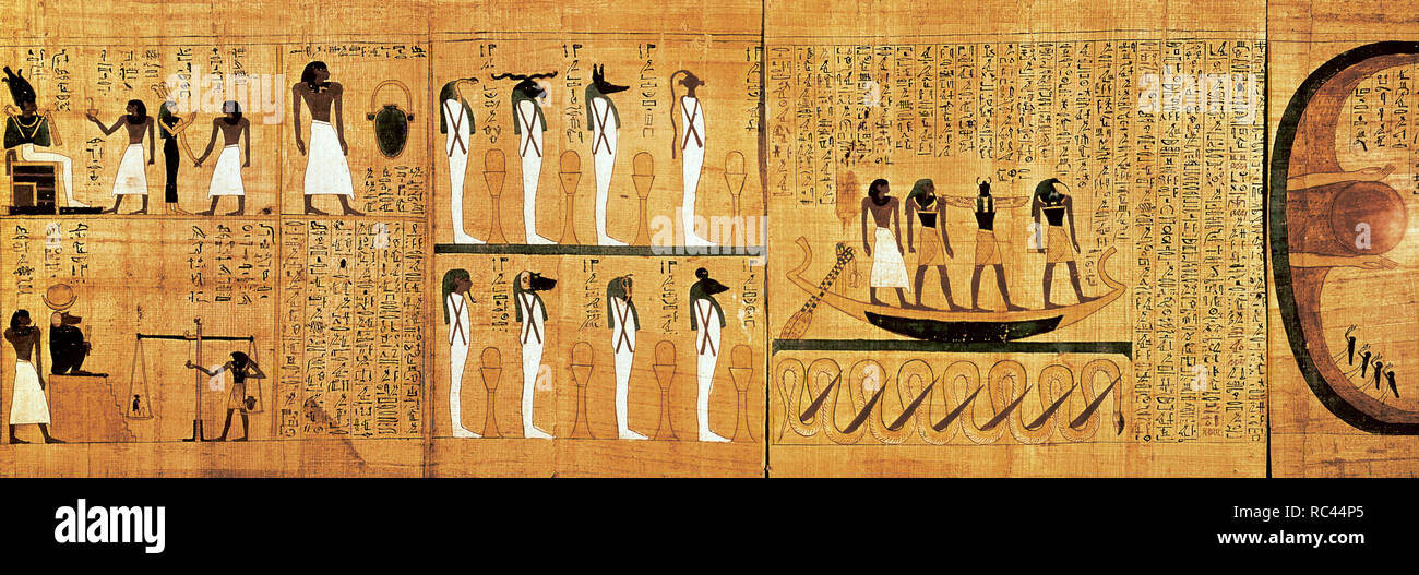 Fragment of a funerary papyrus of the 5th Dynasty of the Book of the ...