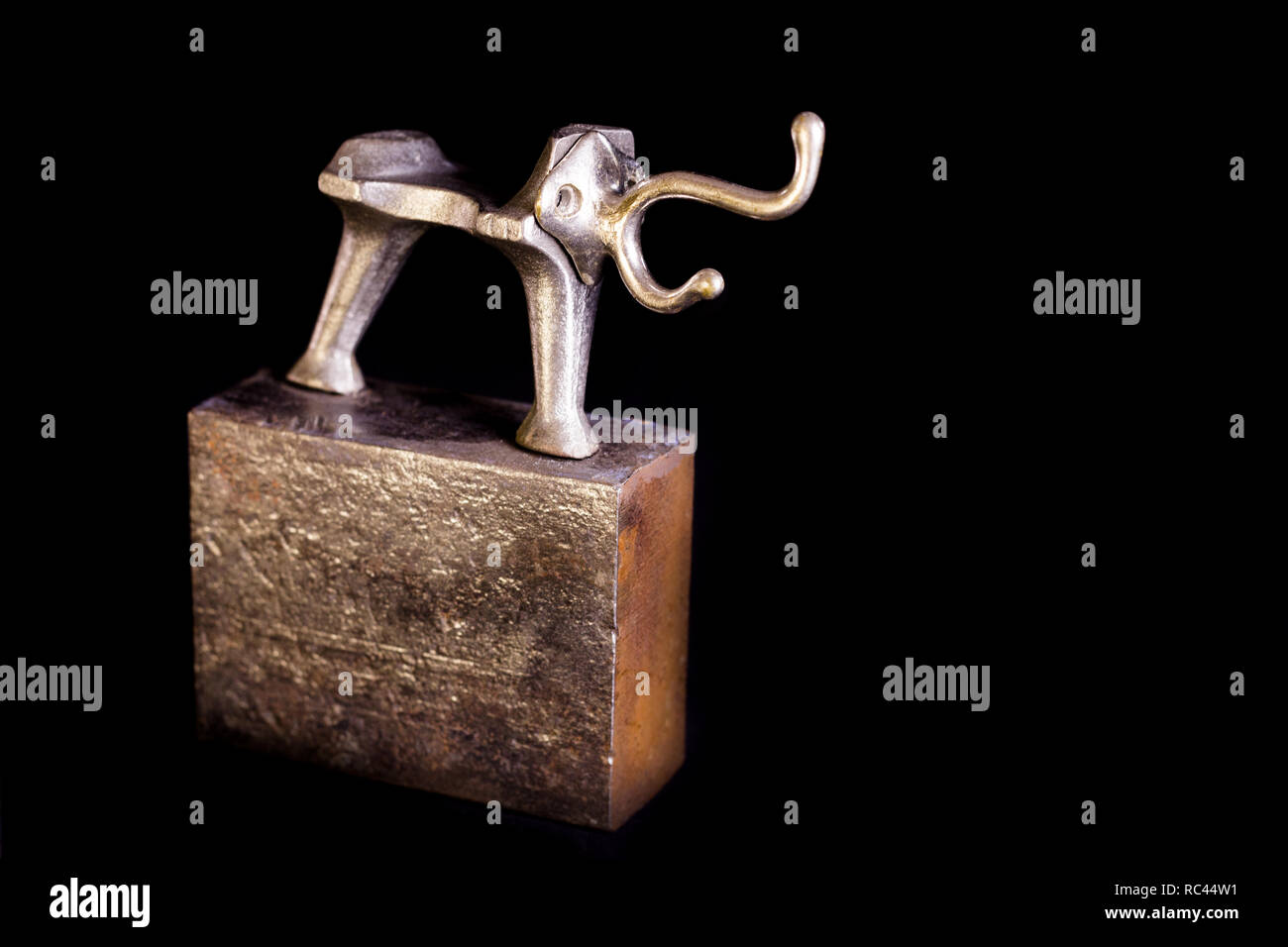 Modern sculpture made with recycled materials. Similar to human ...