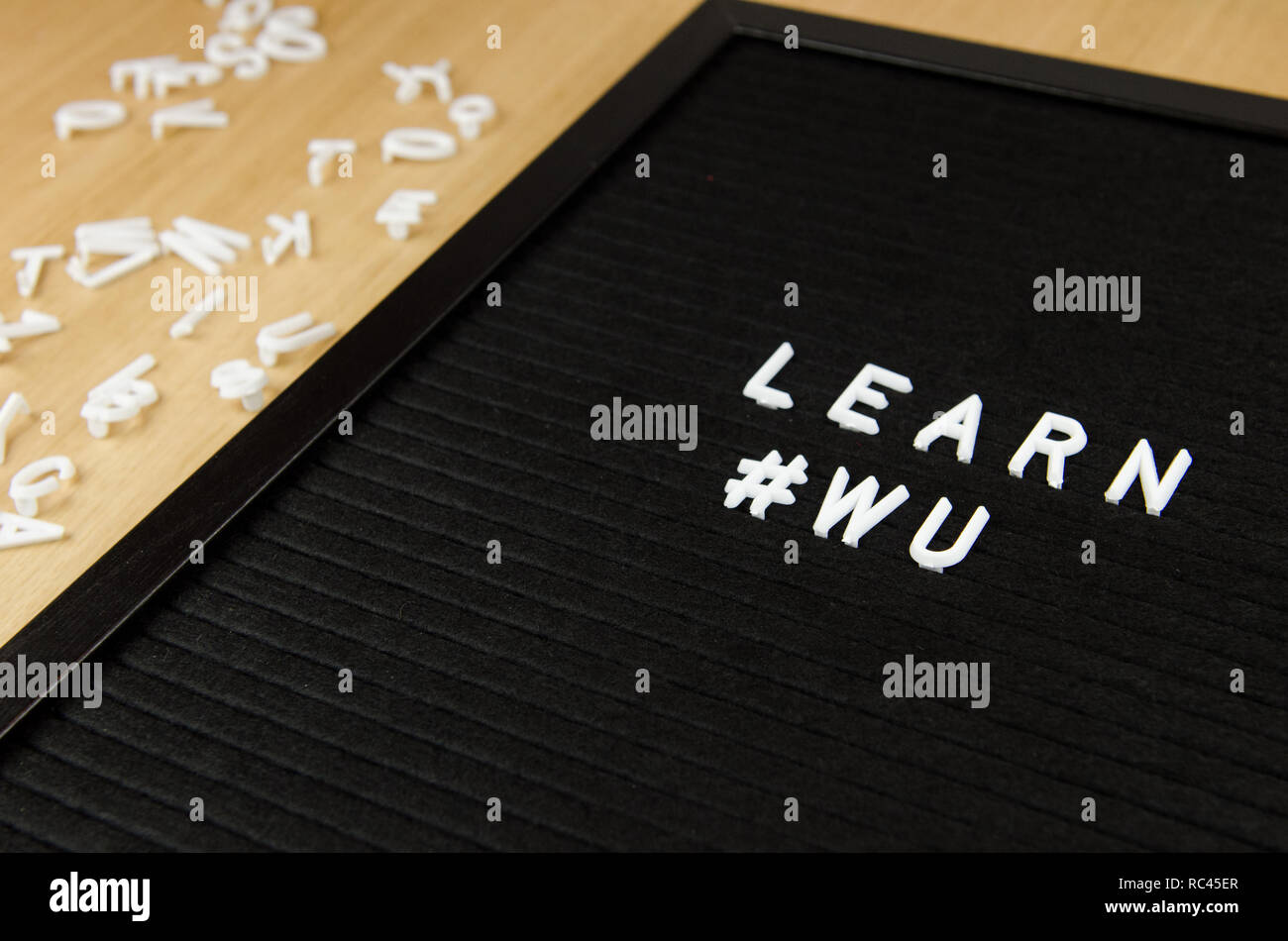 learn language sign on black background Stock Photo - Alamy