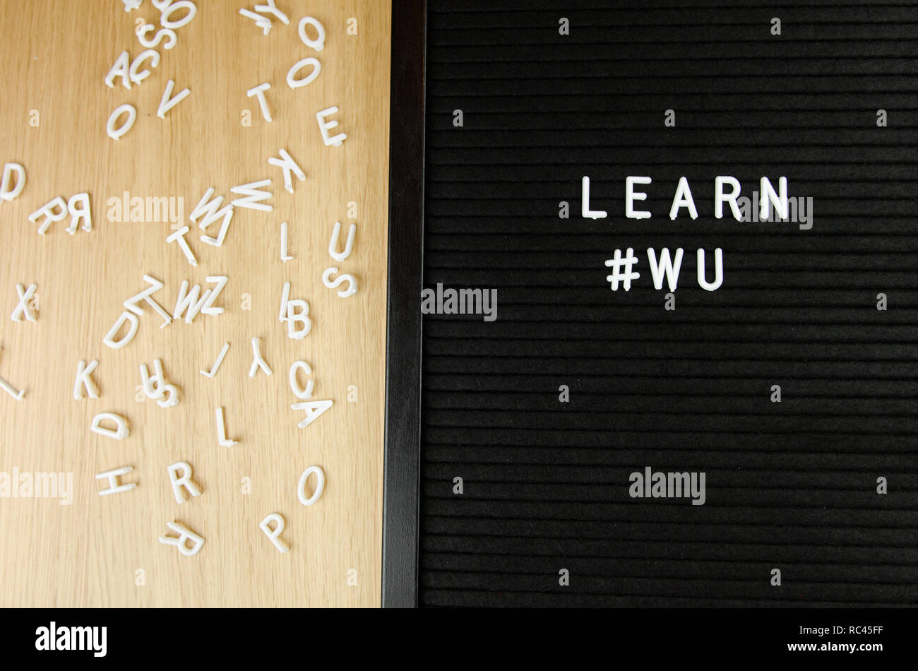 learn language sign on black background Stock Photo - Alamy