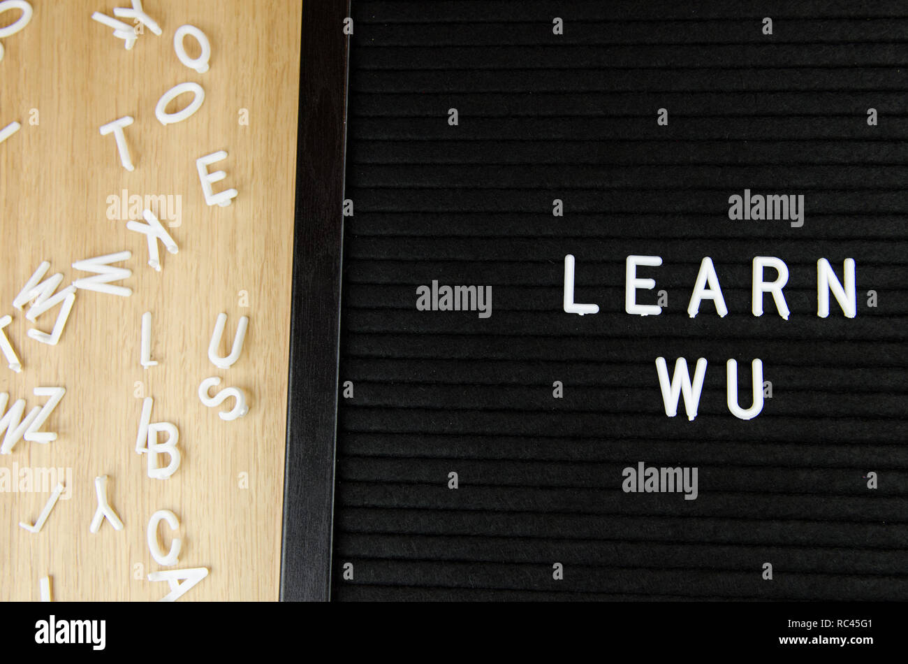 learn language sign on black background Stock Photo - Alamy