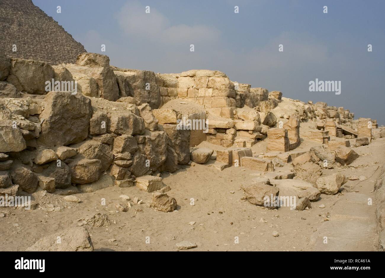 Egypt. Blocks of stone fallen from one of three satellite pyramids of ...