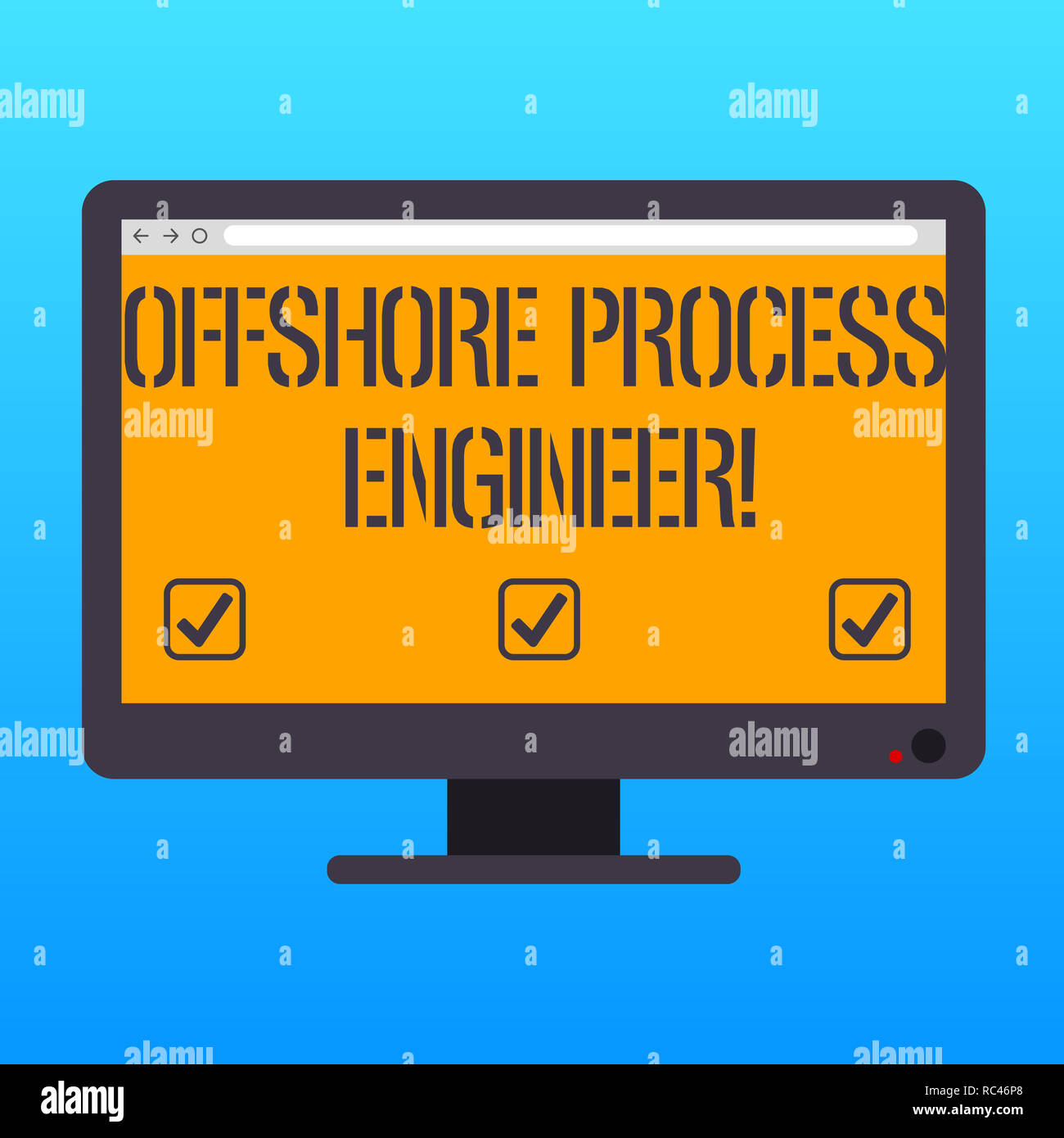Handwriting text writing Offshore Process Engineer. Concept meaning Responsible for oil and gas ...