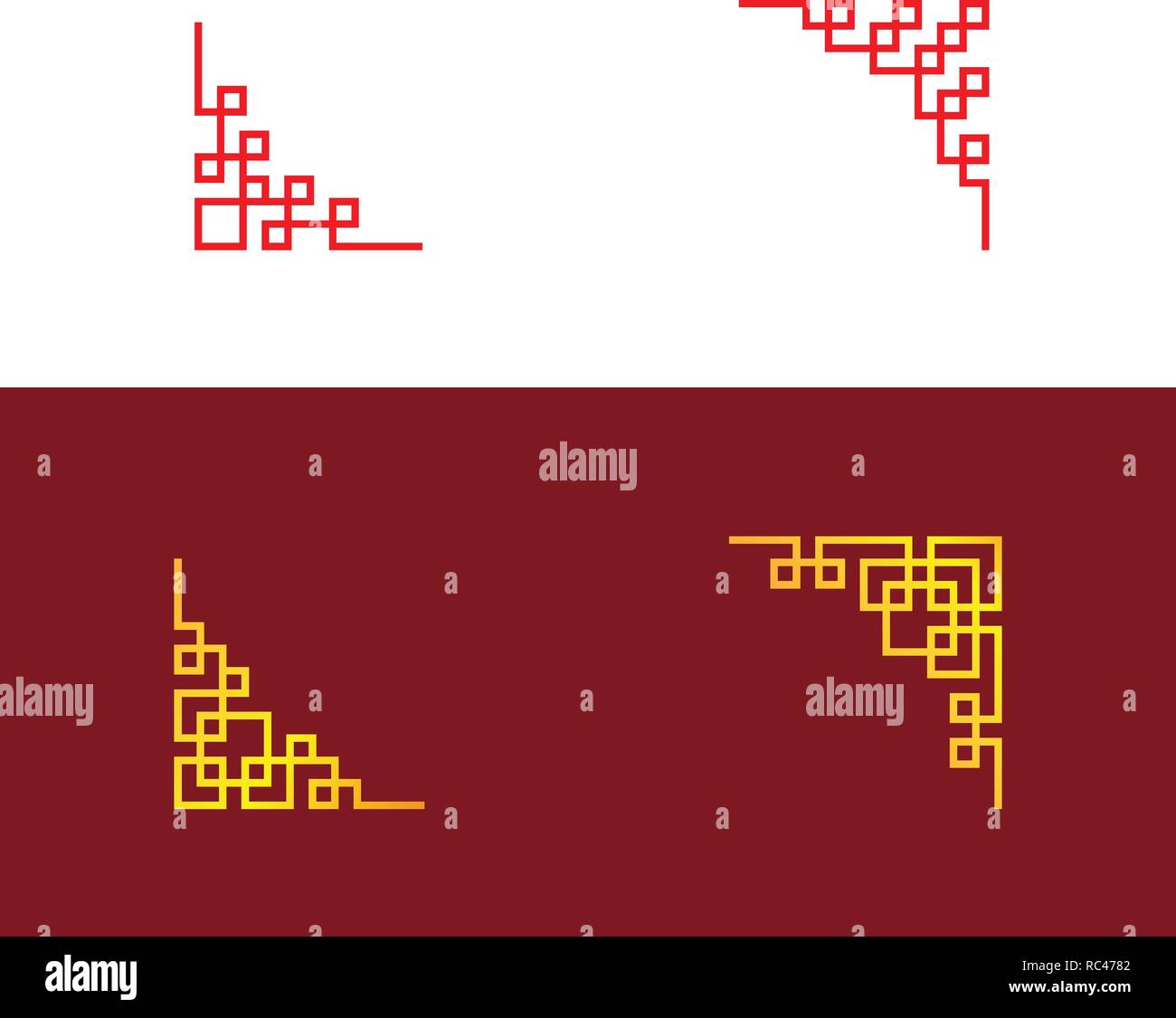 Set of Chinese corner in linear style, vector art design Stock Vector ...