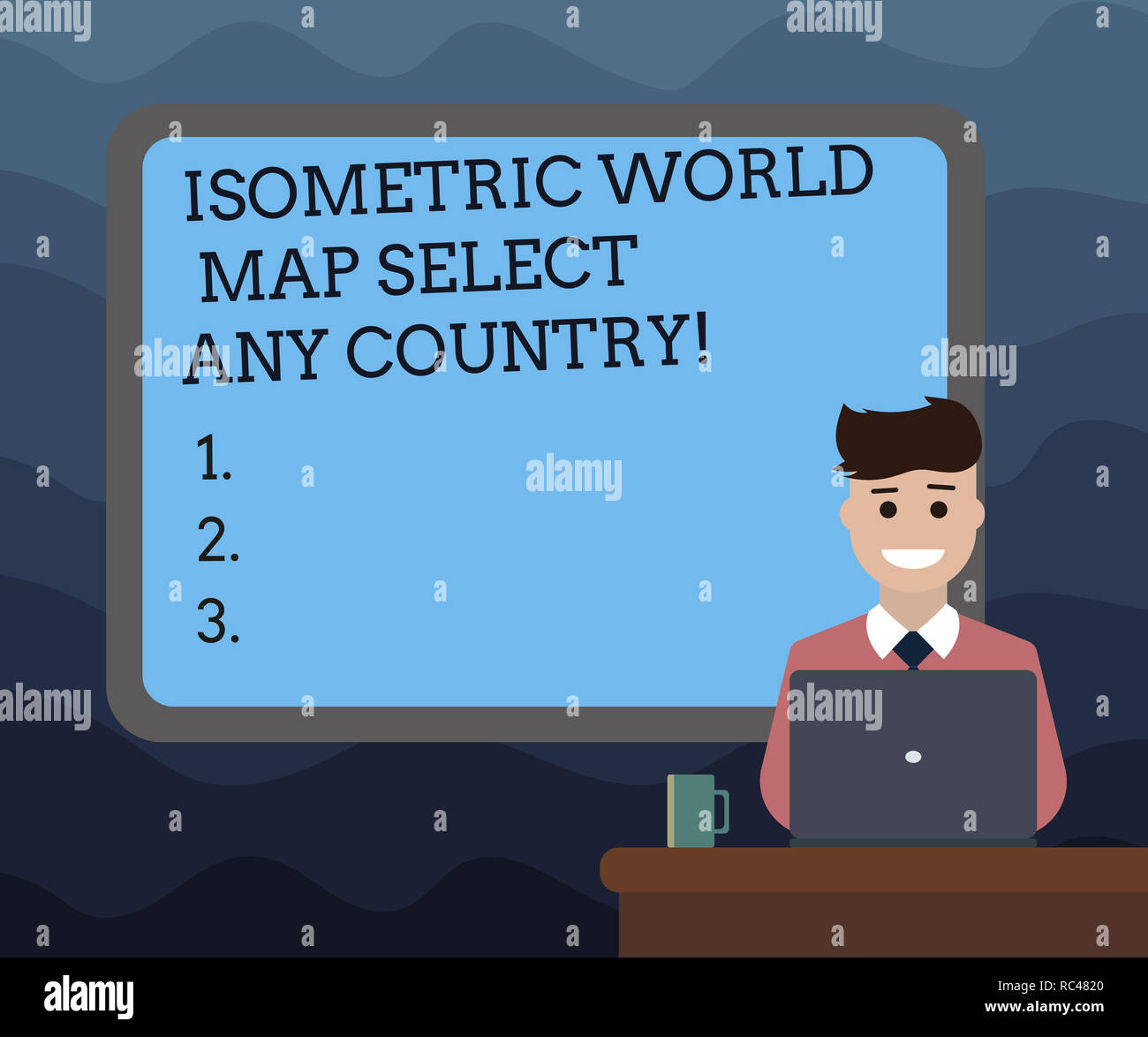 Writing note showing Isometric World Map Select Any Country. Business ...