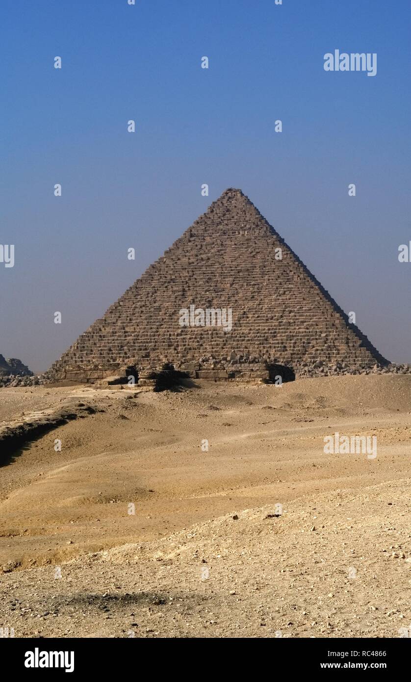 Egypt. The Great Pyramid of Giza called the Pyramid of Menkaure, the ...