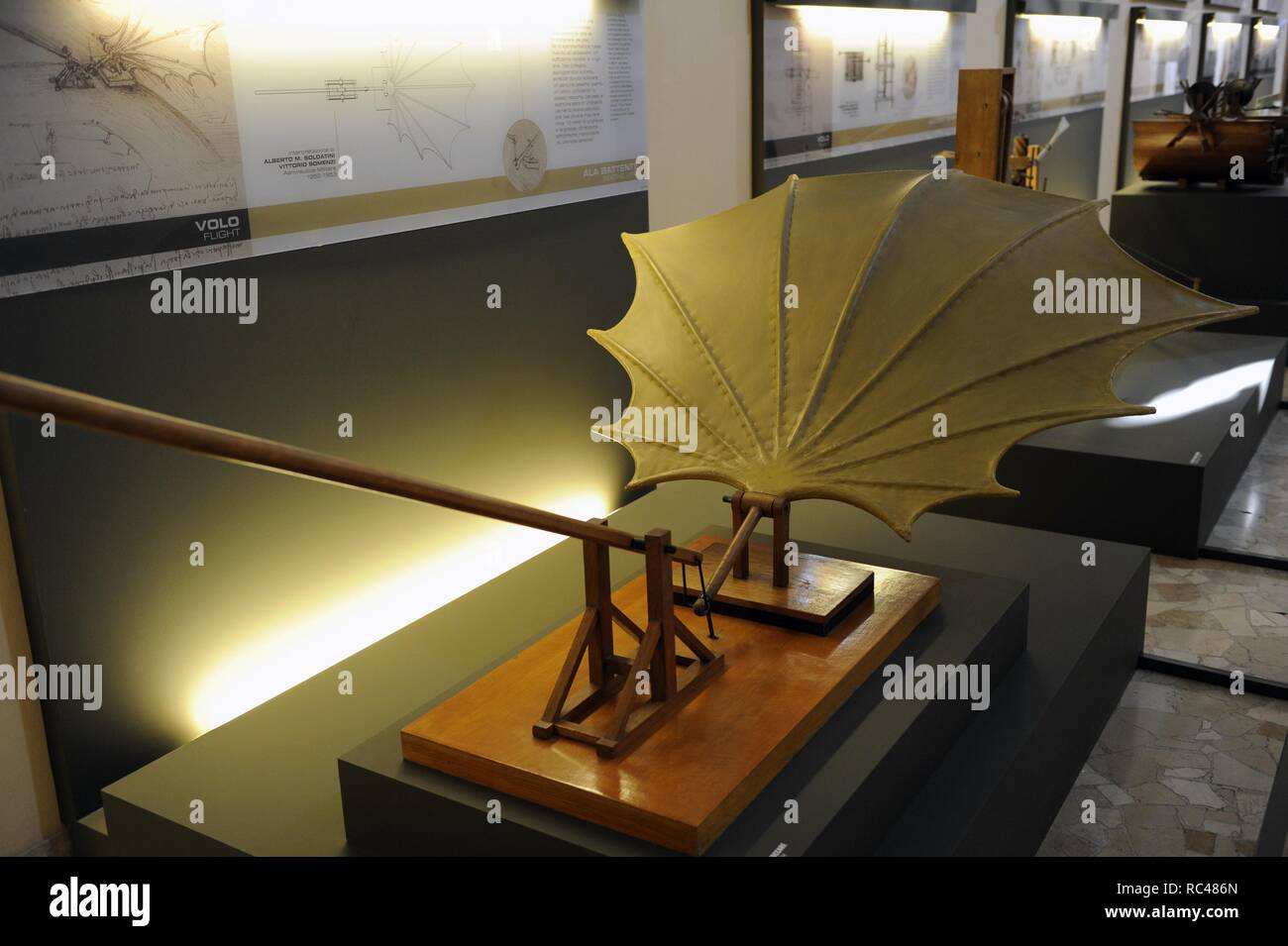 Flying machines. Beating wing. Study by Leonardo da Vinci. Model by ...