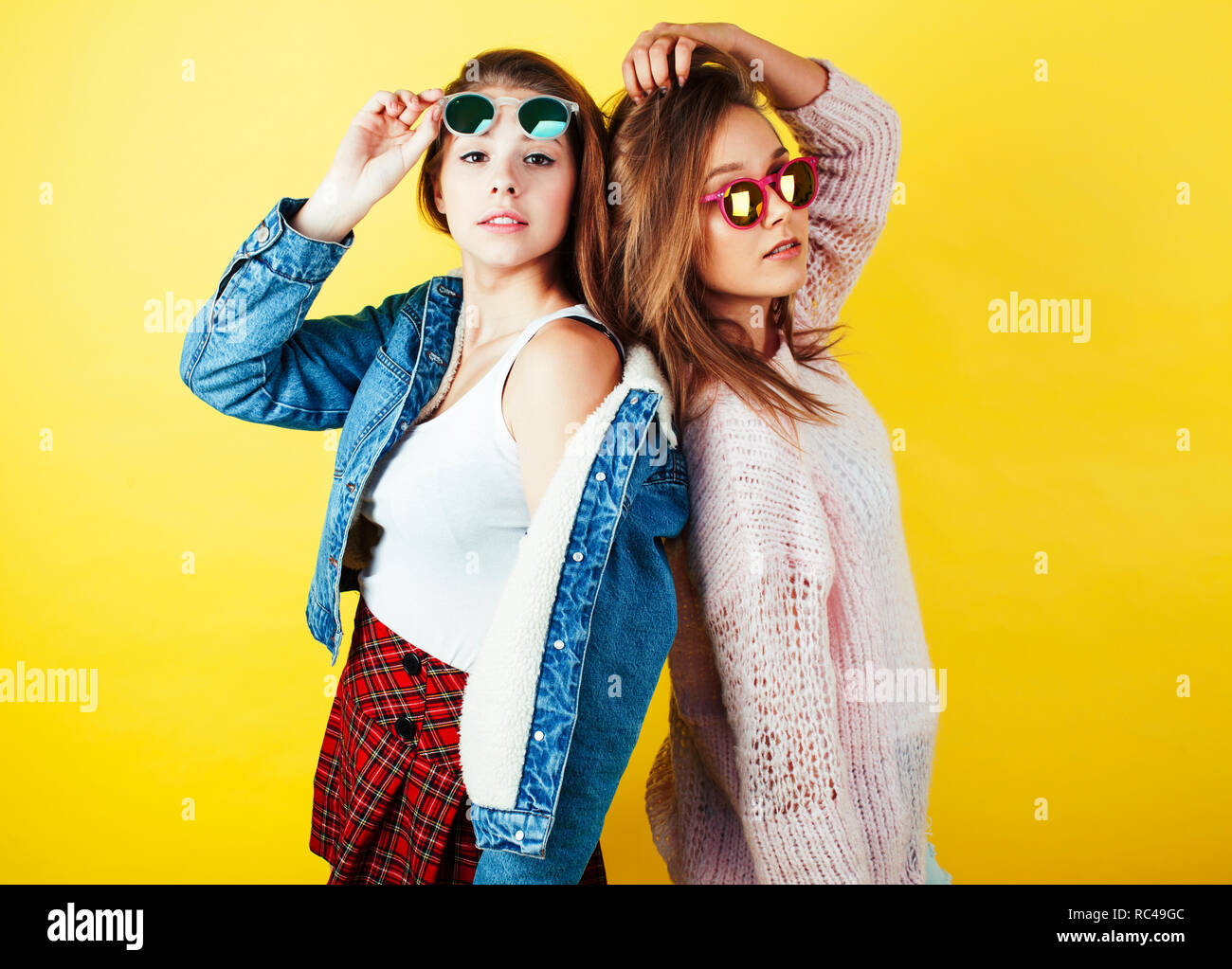 lifestyle people concept: two pretty young school teenage girls Stock ...
