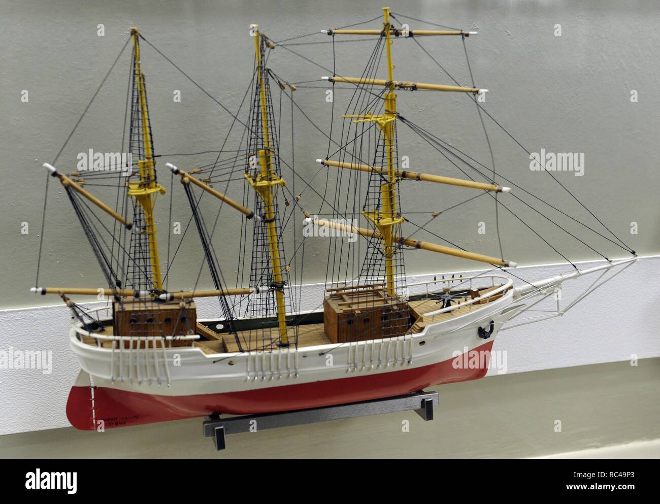 History of navigation. Brigantine. Model by I. Milusev. Museum of ...