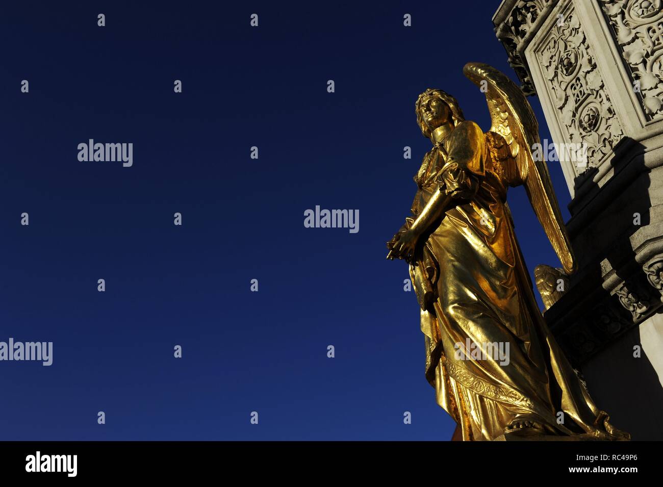 Croatia. Zagreb. Holy Mary's column with angels and fountain by the ...