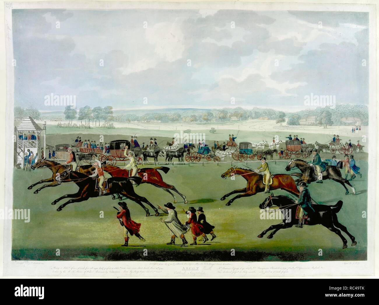 Ascot., June 28th 1701. A horse race. Riders and runners approaching ...