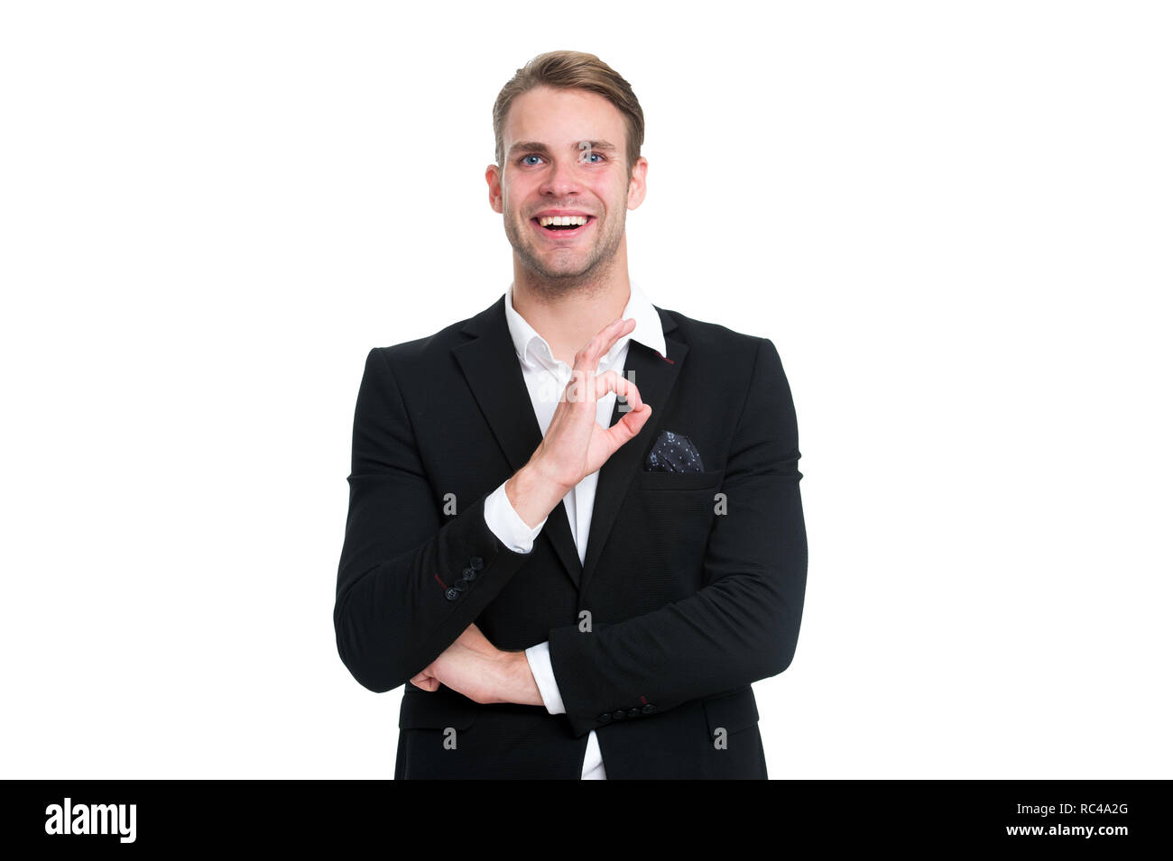 Macho confident prepare perfect outfit. Guy office worker handsome ...