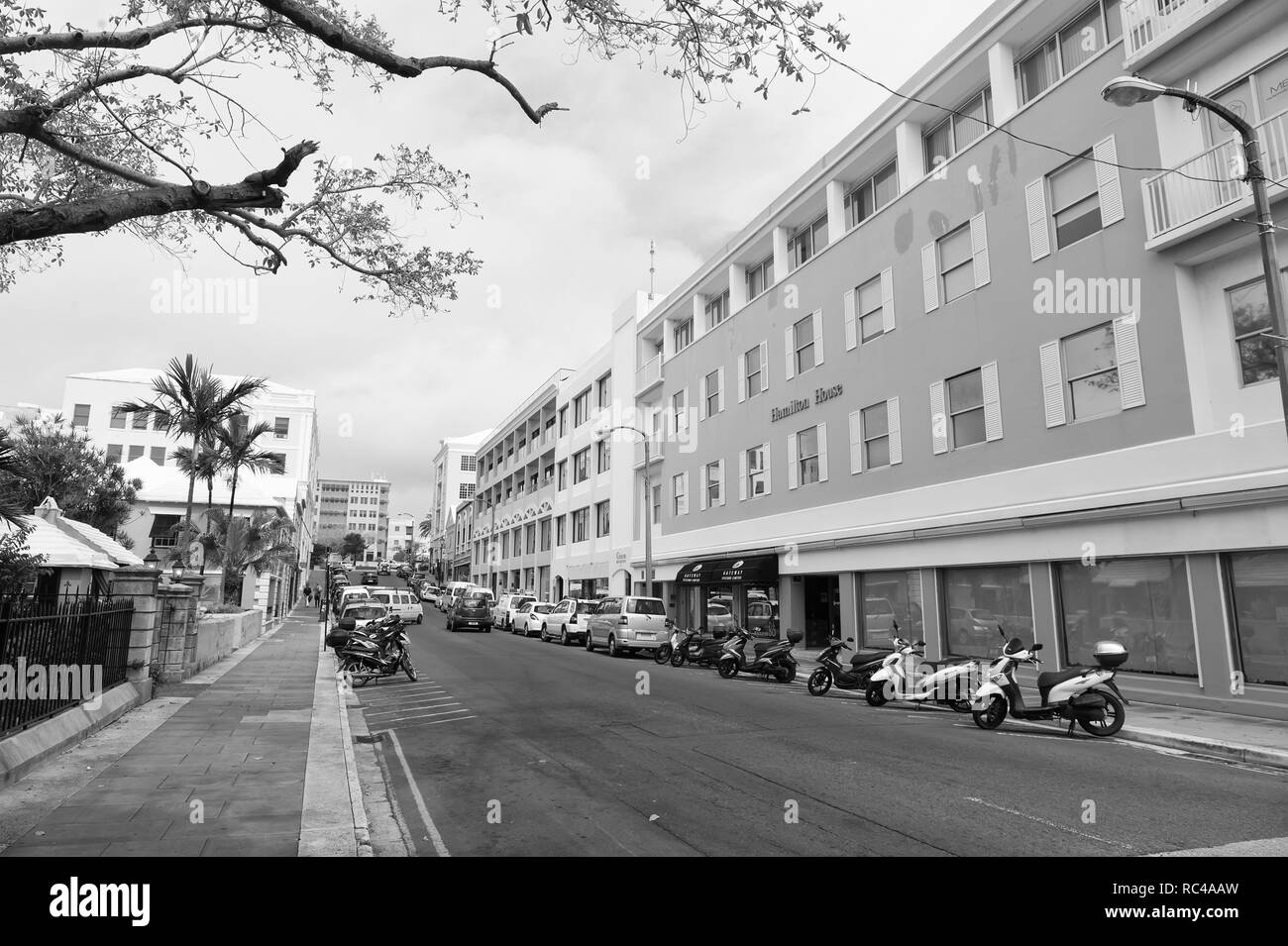Hamilton, Bermuda - March, 20, 2016: street road. City street road ...