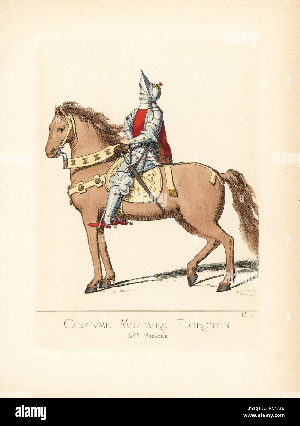 Florentine gentleman in military costume, 15th century. He wears a ...
