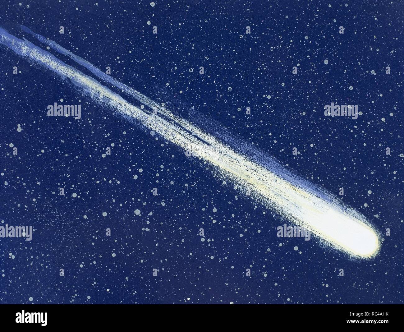 Comet Halley. Drawing and watercolor by the Spanish illustrator ... Comet Halley. Drawing and watercolor by the Spanish illustrator ...