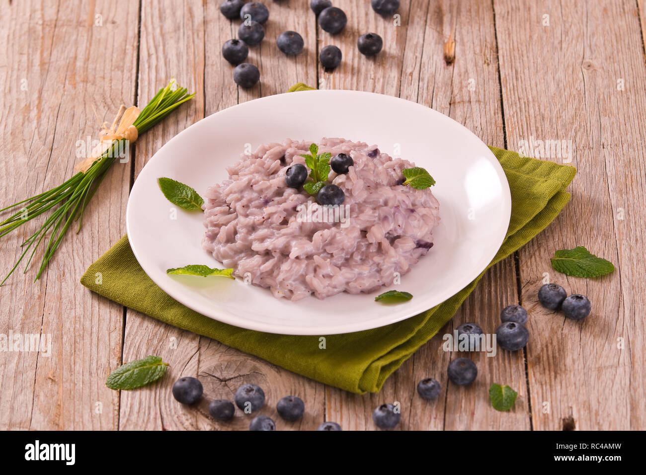 Blueberry risotto with mascarpone Stock Photo - Alamy