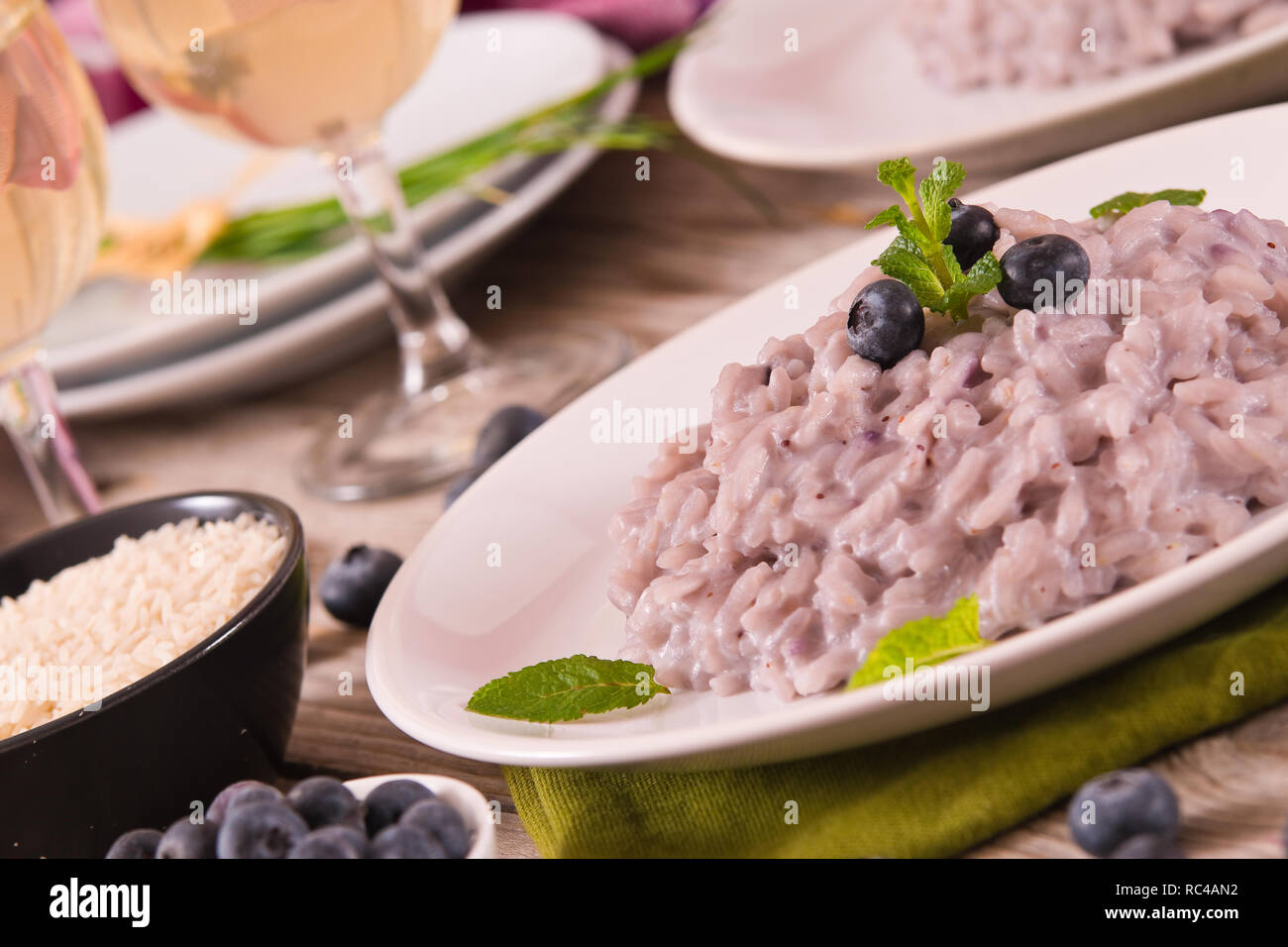 Blueberry risotto with mascarpone Stock Photo - Alamy