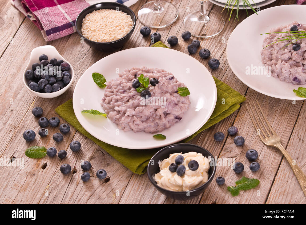 Blueberry risotto with mascarpone Stock Photo - Alamy