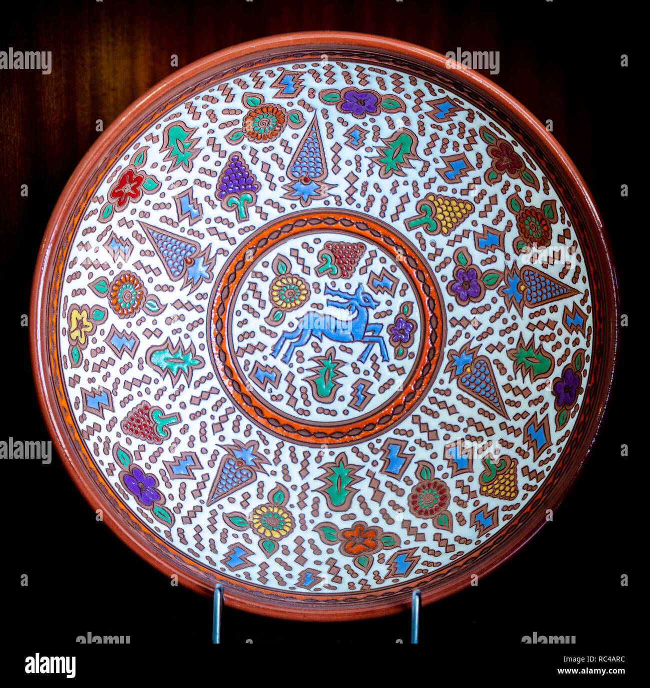 High gloss, colorful Greek design clay plate. Bonis Ceramics is a Greek ...