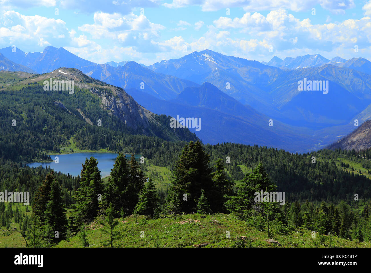 Rock Isle Lake and reflection, Sunshine Meadows in Banff National Park ...