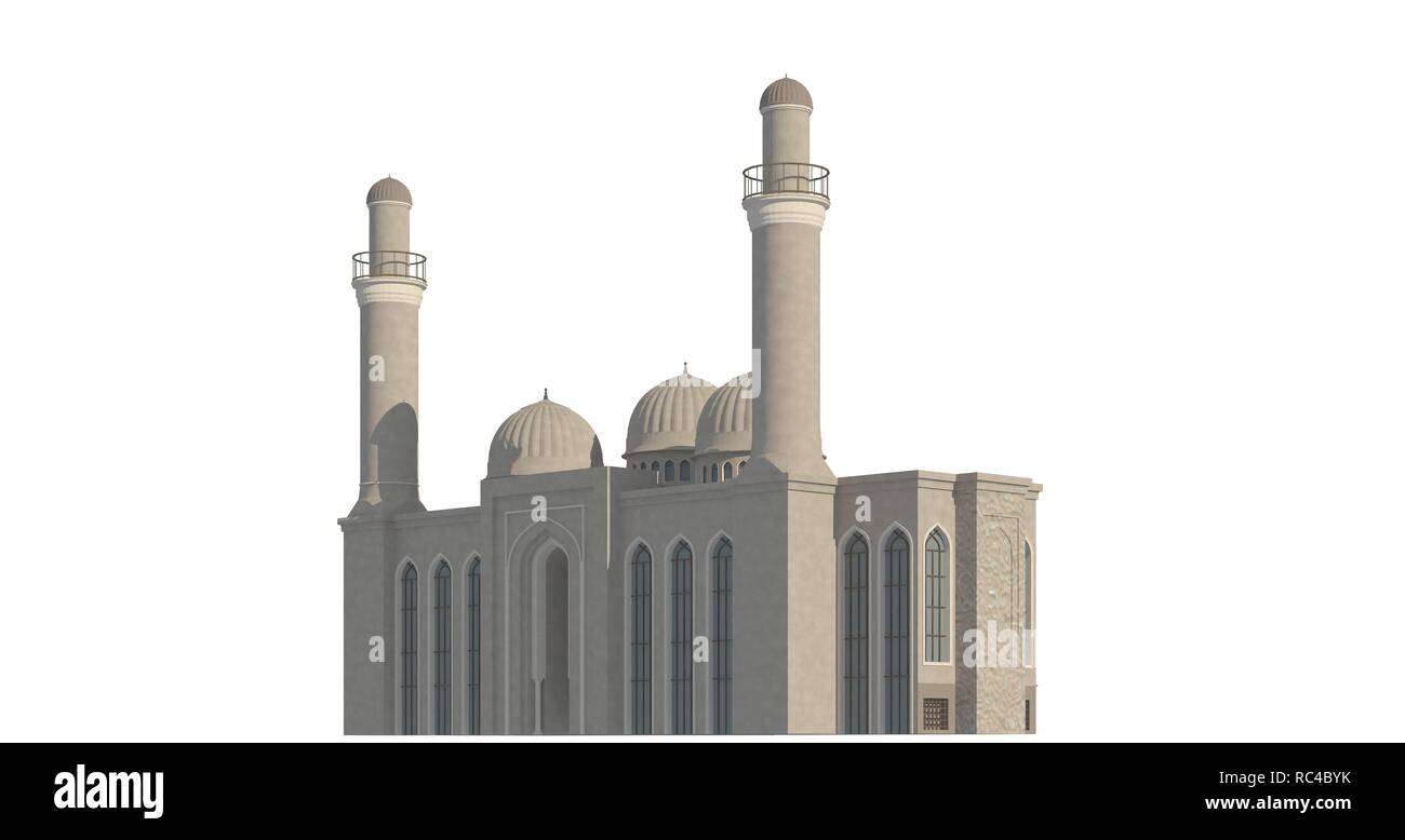 Original design Middle East building isolated on white background 3d ...