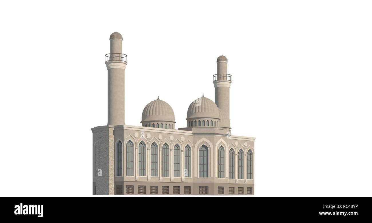 Original design Middle East building isolated on white background 3d ...