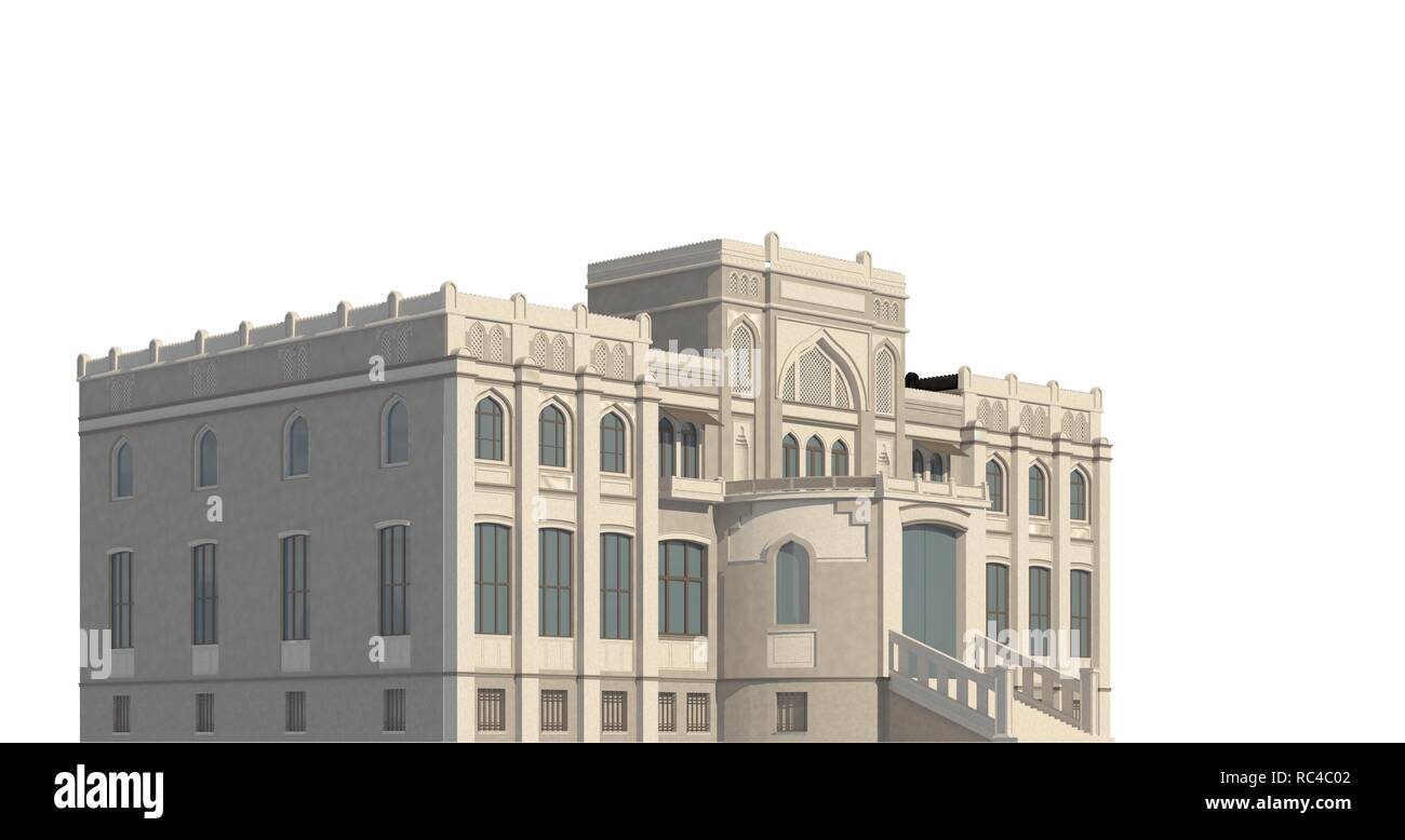Original design Middle East building isolated on white background 3d ...